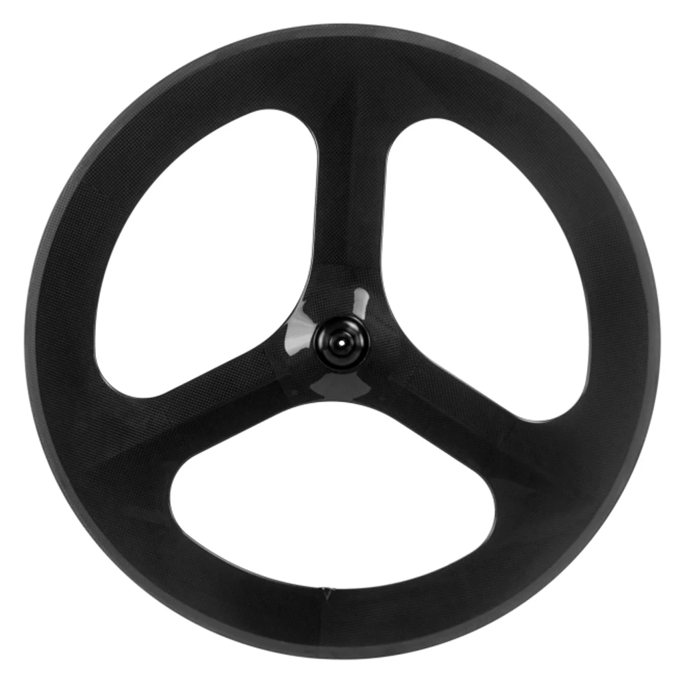 70mm Tri Spoke Carbon Wheelset Clincher Road Bike Wheels 700c 3 Spoke ...