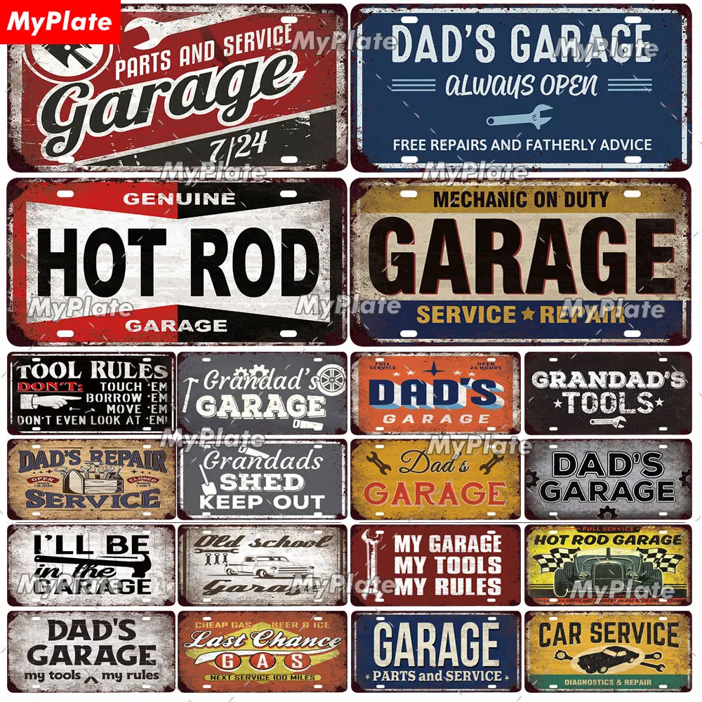 MyPlate-Garage-Metal-Sign-Tin-Sign-License-Plate-Vintage-Decoration-Man ...