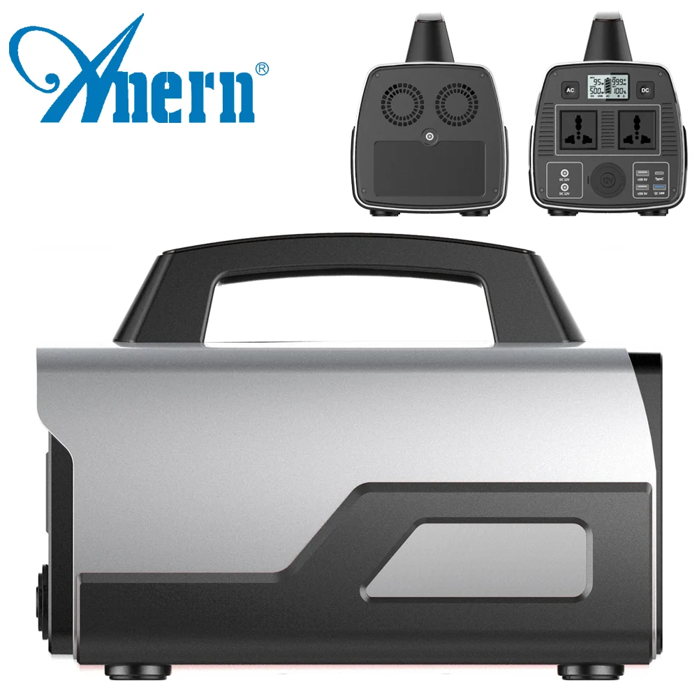 ANERN 220V 500W Solar Generator Battery Charger 140000mAh Portable ...