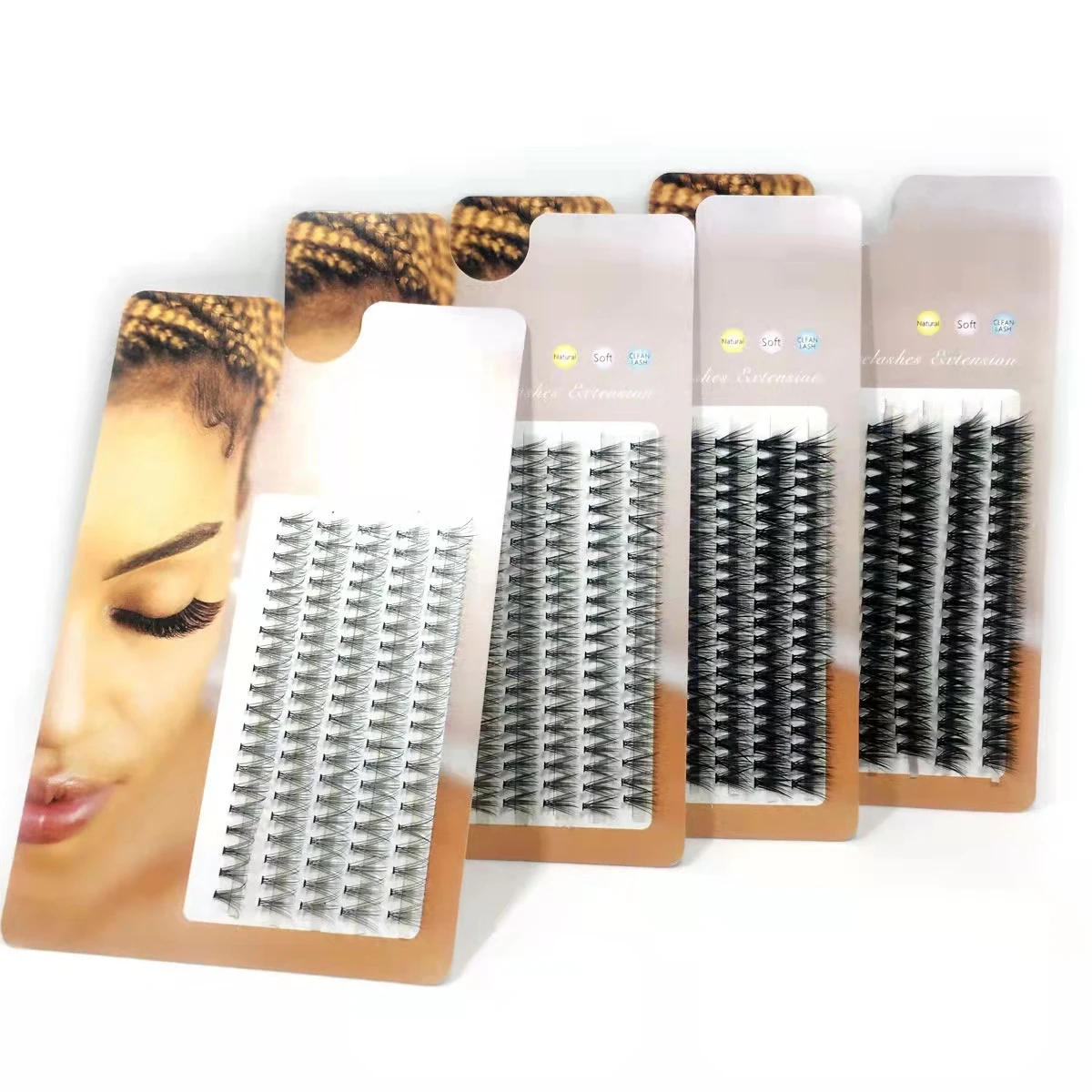 100 Bundles Eyelash Extension Natural Faux Mink Eyelashes Individual 10 ...