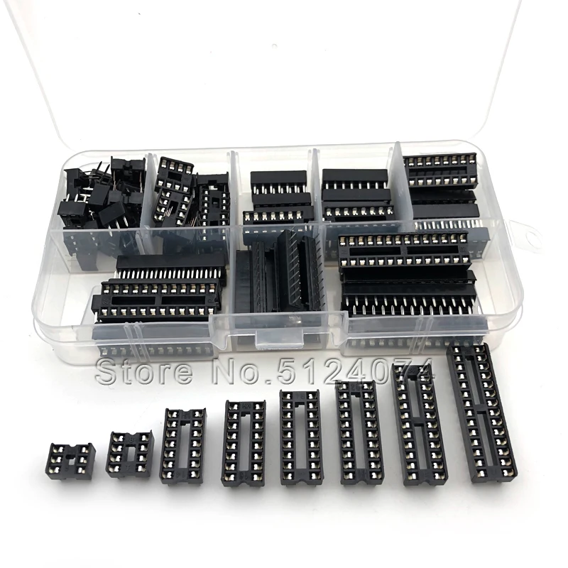 66pcs-lot-8-kinds-IC-socket-sample-package-chip-socket-flat-foot-DIP ...