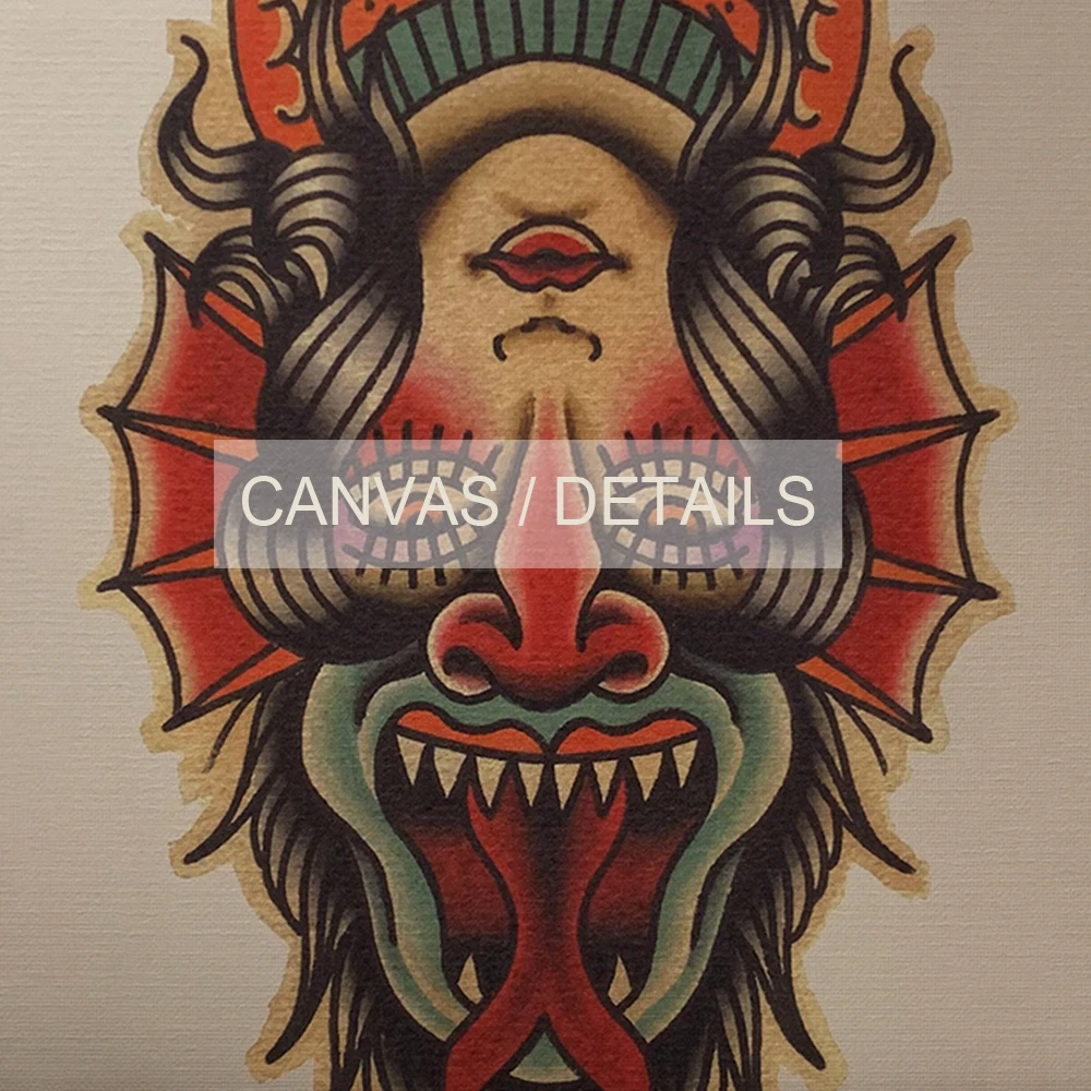 Traditional Demon Head Tattoo Flash