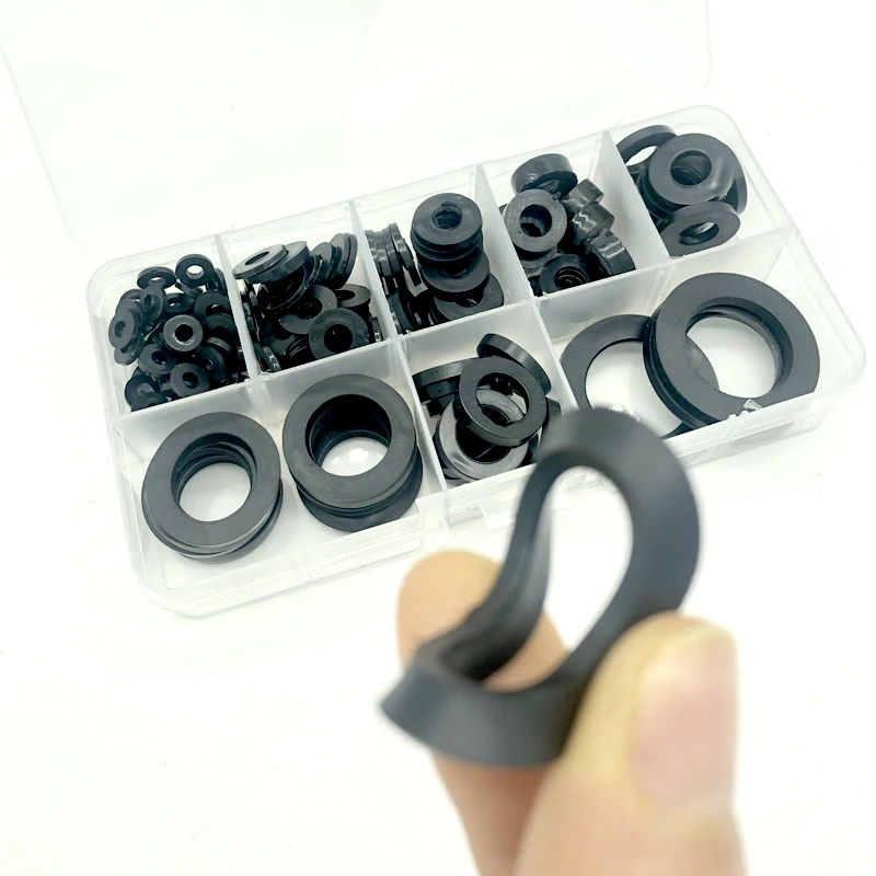 8 Sizes Black Insulation Sealing Ring Rubber Flat Washer Gasket ...