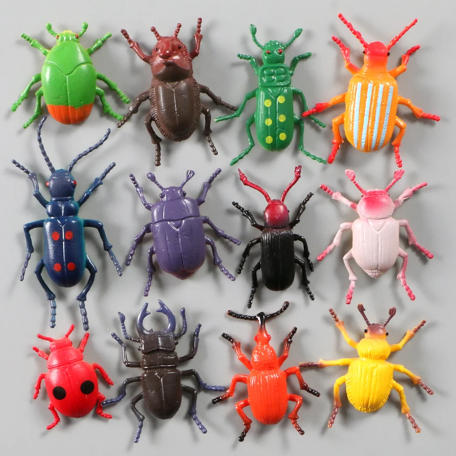 Simulation Animals Models 12pcs/set Insect Beetle Gecko Action Figures ...