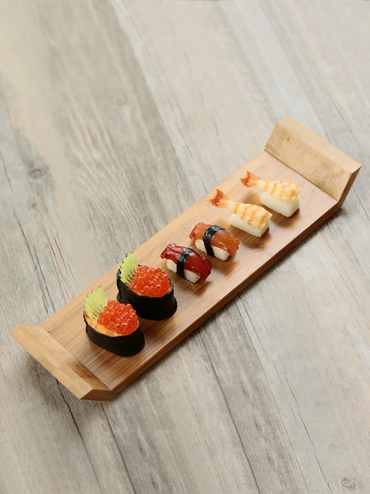 Long natural wood sushi tray Japan Style rectangular sushi plate ...