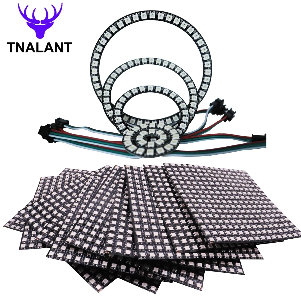 WS2812B-5050-RGB-Led-Digital-Panel-Matrix-Flexible-8x8-16x16-8x32-Pixel ...