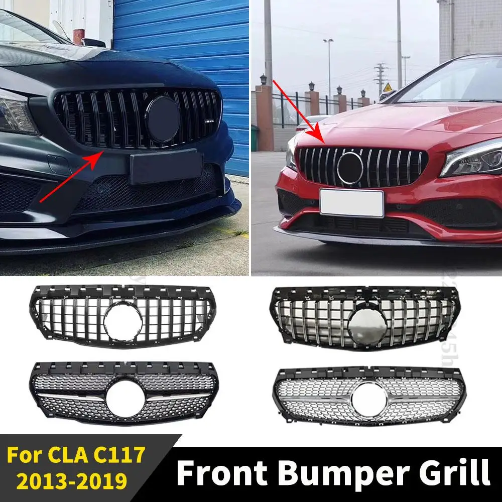 Front Grille Racing Grill For Mercedes Benz CLA C117 2013-2019 Diamond ...
