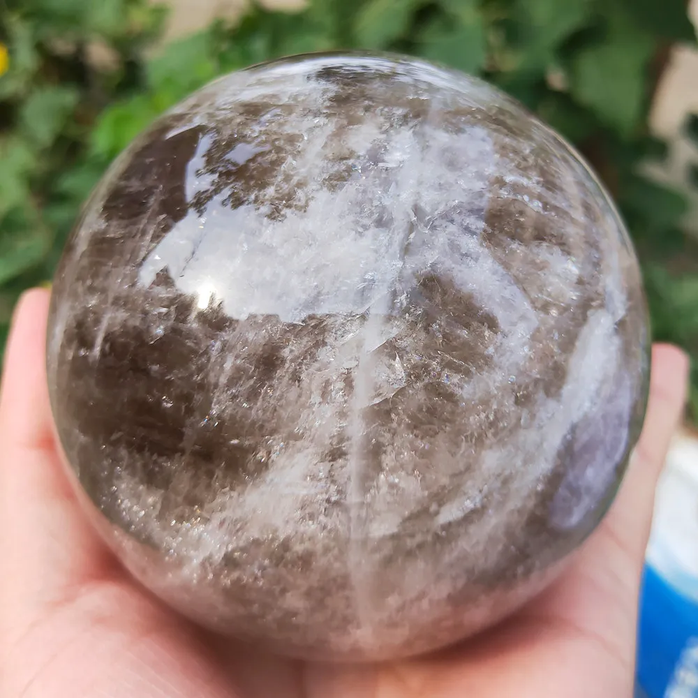 1.1kg Crystal ball Natural smoking quartz sphere smoke citrine gemstone ...