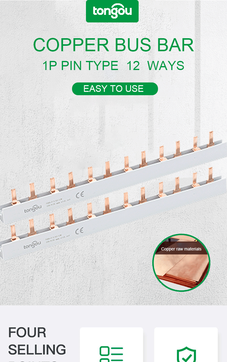 Electric Circuit Breakers Copper Busbar For Distribution Box - MCB ...