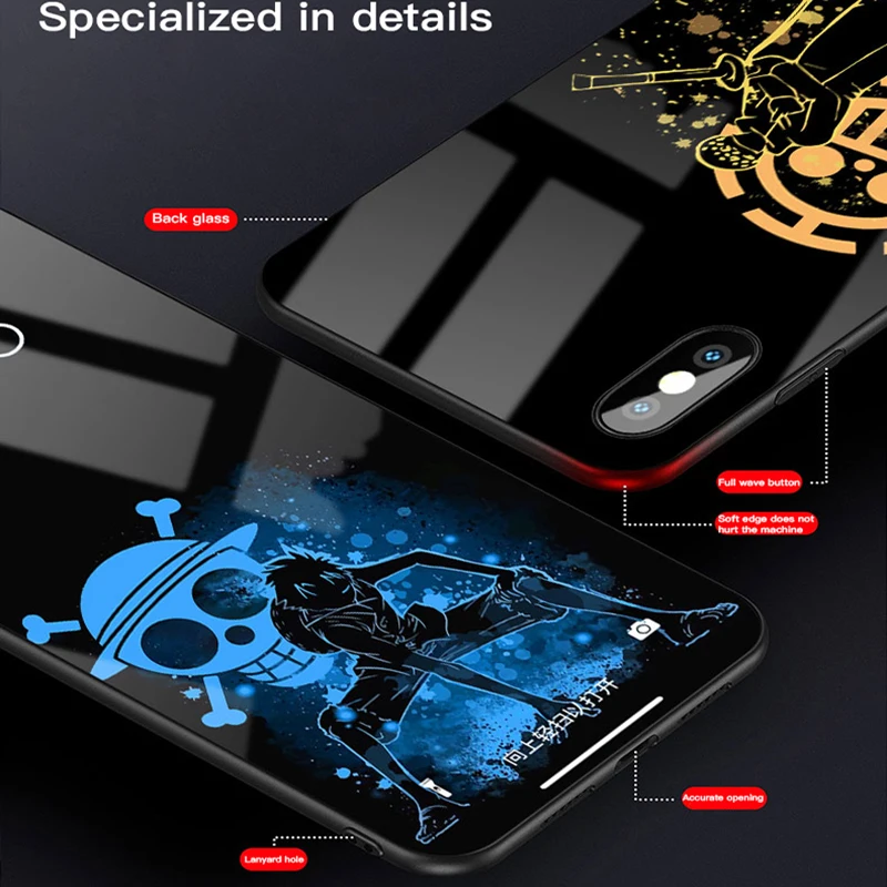 One Piece Luffy Tempered Glass Phone Case iPhone 12 11 Pro SE XSmax XR ...