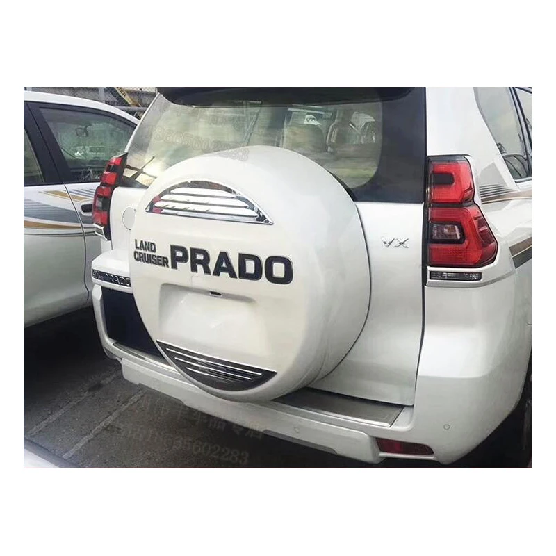Chrome Rear Spare Tires Cover Trim + Prado For Toyota Prado Fj150 2014-2018