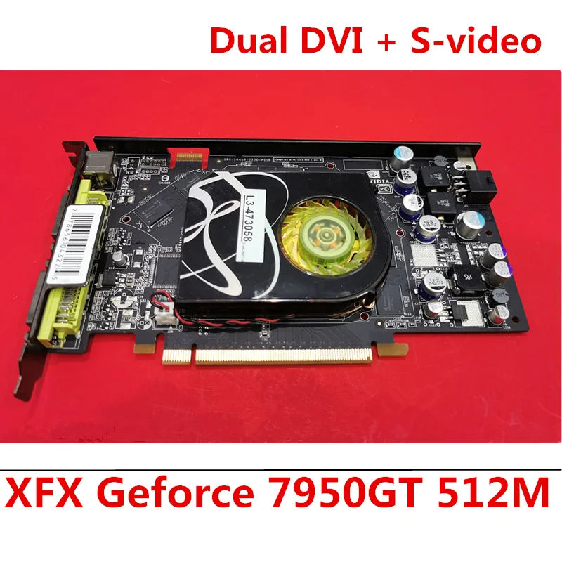 Placa de vídeo original desmontagem xfx geforce 7950gt 512mb gddr3, placa de vídeo dual dvi s ...