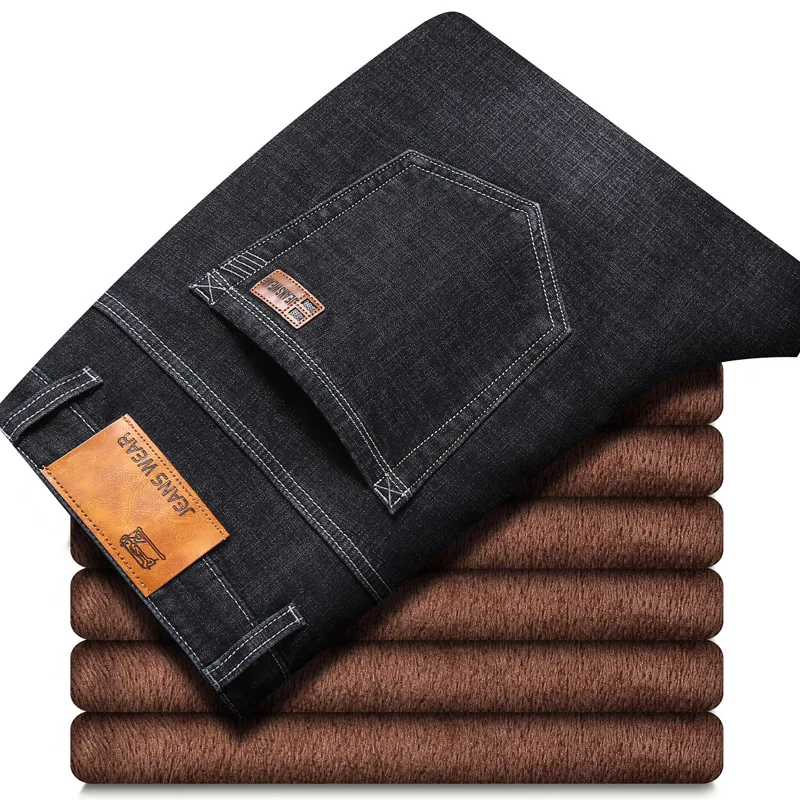 Pantalones vaqueros de invierno para hombre, Jeans elásticos de buena ...