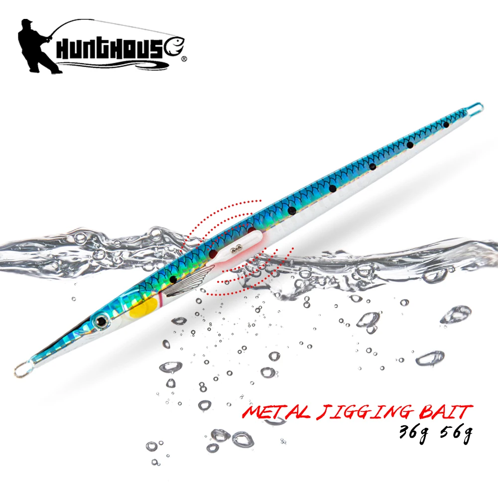 Hunthouse Fishing Needle Jig Long Metal Rattle Lure 140mm/36g 160mm/56g ...