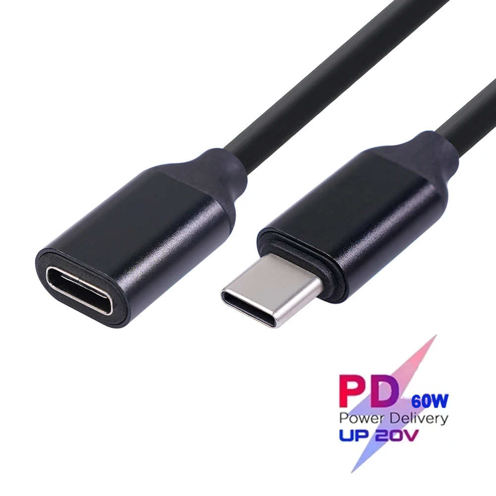 60W 3A 0.2/1/1.5 m Usb C Type c Extension Cord Type c Male to Female ...