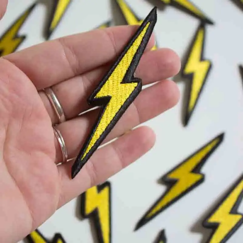 2 Pcs Lightning Bolt Patch For Clothing Boys Embroidered Patch Clothes ...