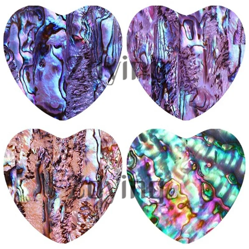 Zdying 5pcs/lot Heart Shape Glass Cabochon Seashell Abalone Image Beads ...