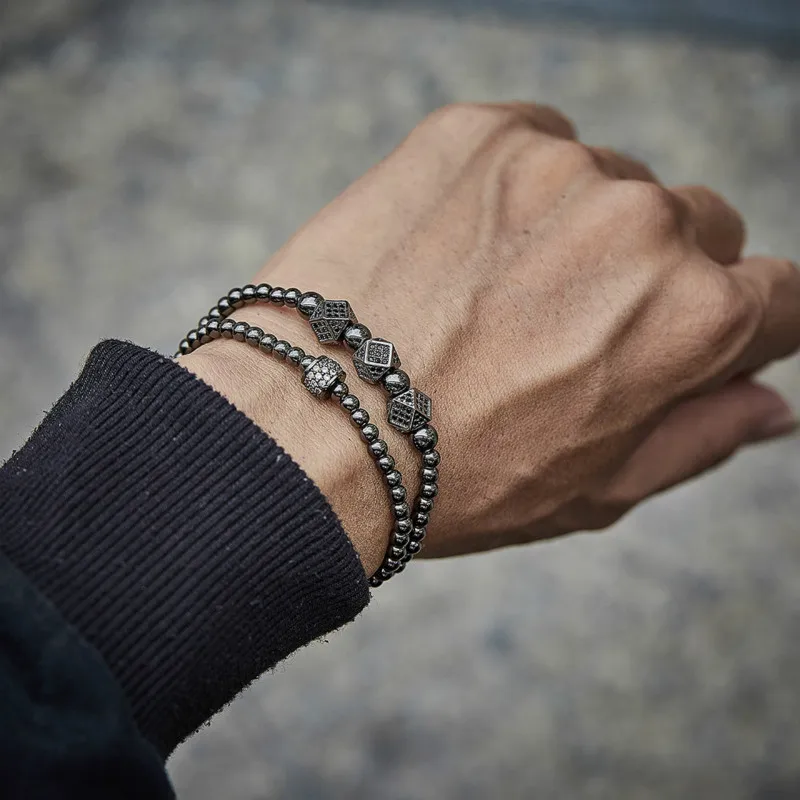 Pulseira para homens, pingente oblong da moda, de contas, ajustável ...