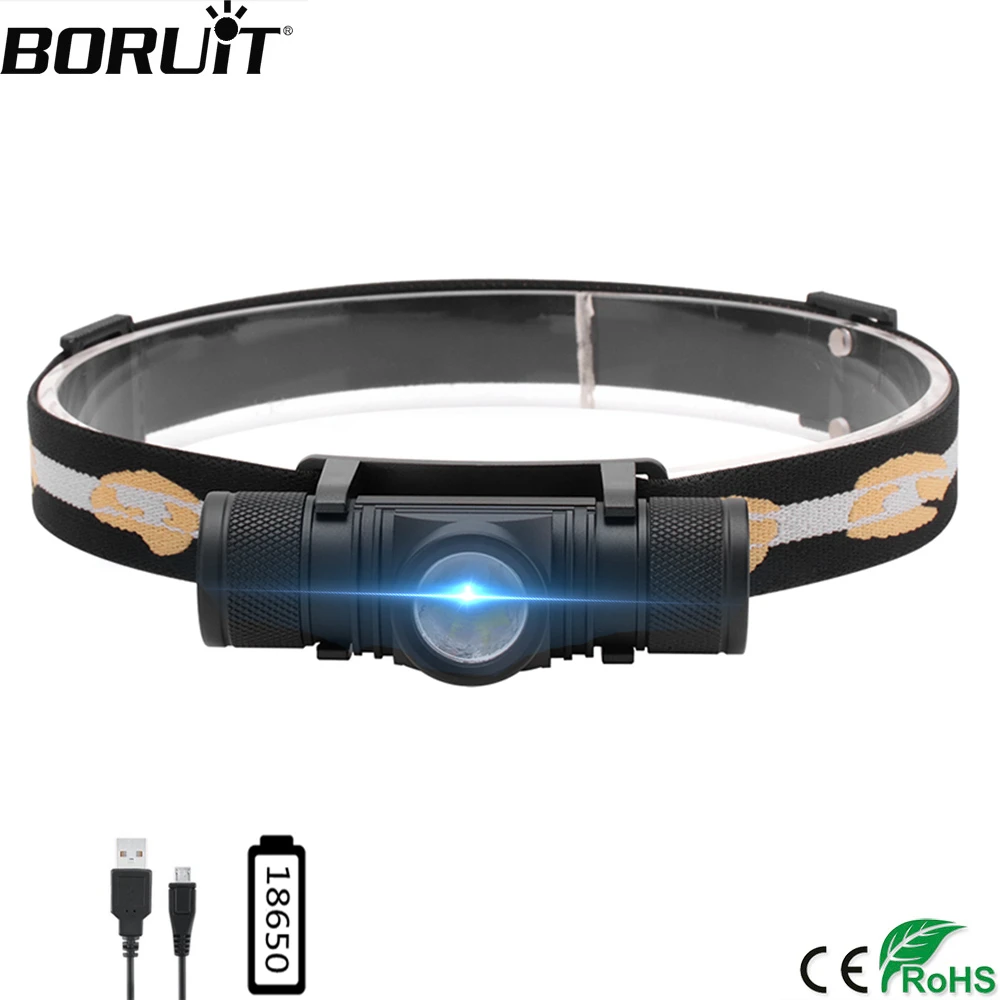 Boruit D10 Xm-l2 Led Headlamp Powerful 3000lm Waterproof Headlight Usb ...