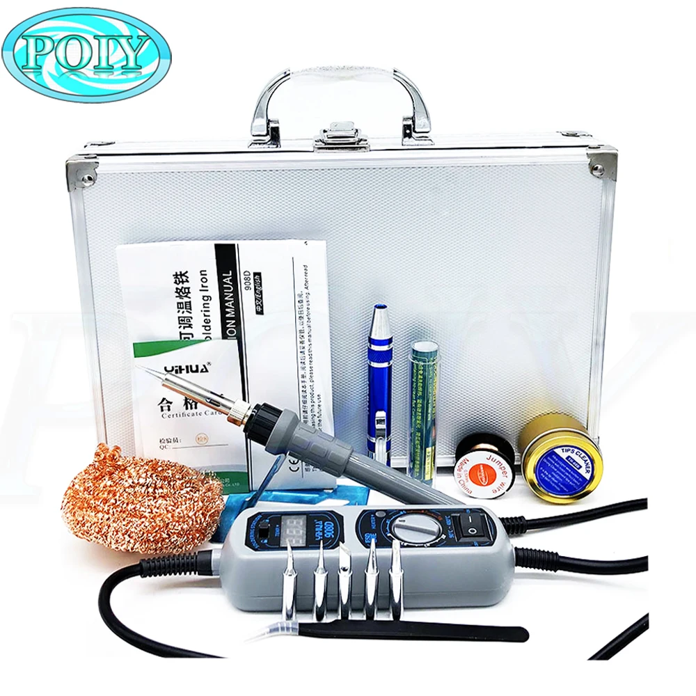 YIHUA 908D 60W Electric Soldering Iron SMD Solder Station Adjustable Thermostat Mini Pocket Iron ...