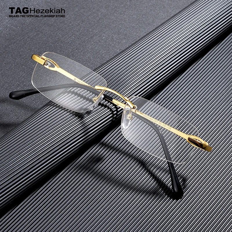 new Brand Glasses Frame men Retro Square designer Frameless eyeglasses ...