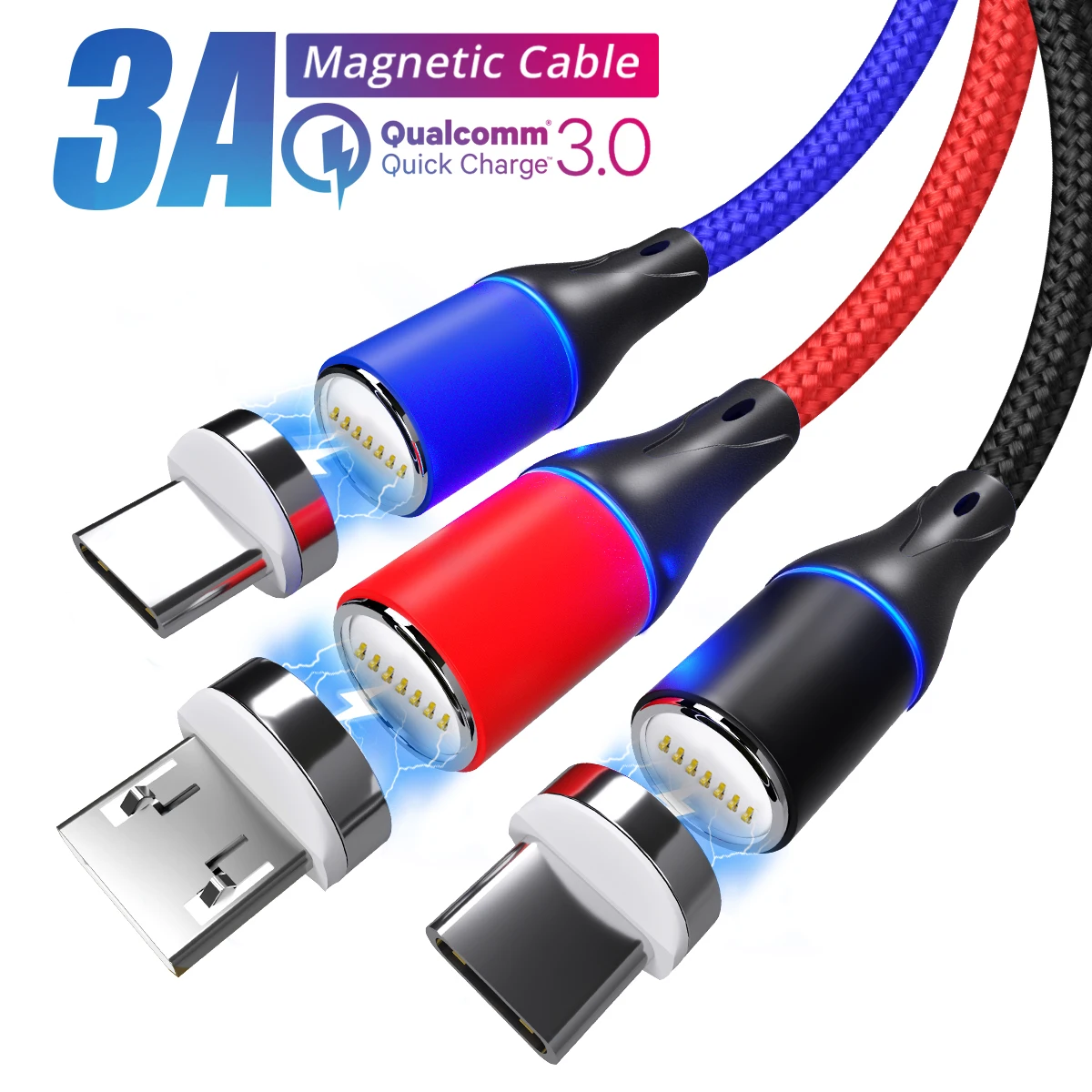 ANMONE Type C Magnetic Cable Android Micro USB Cables Mobile Tablet ...