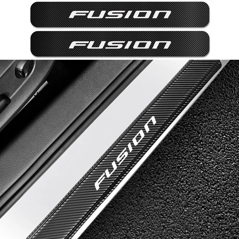 4PCS Car Door Sill Protector Stickers For Ford Fusion Auto Carbon Fiber ...