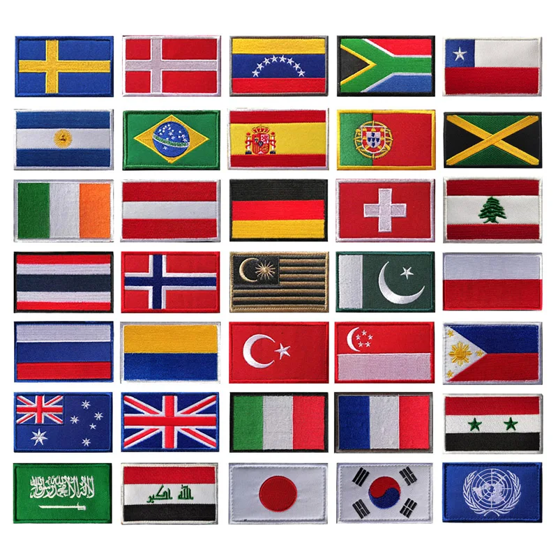 Country-Flag-Embroidered-Hook-loop-Patch-Russia-Spain-Turkey-France-EU ...