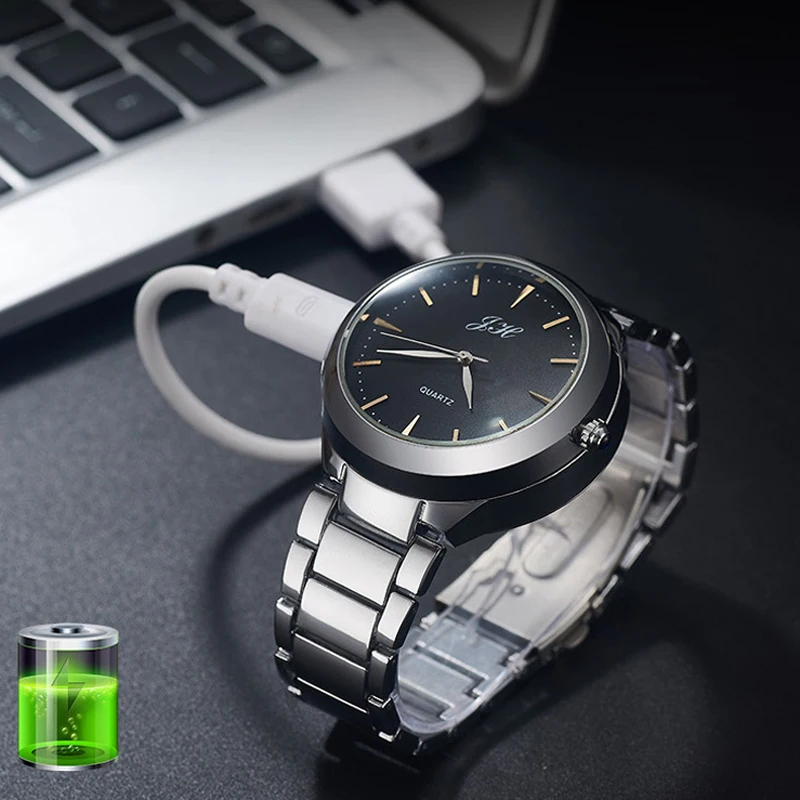 2020 Men Watch Flameless Usb Charging Lighter Watches Men Black ...