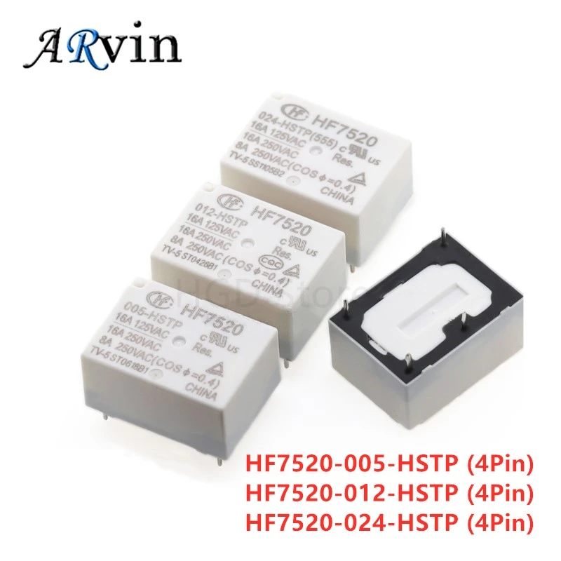 2PCS/Lot Relay HF7520 005 HSTP HF7520 012 HSTP HF7520 024 HSTP 5V 12V ...