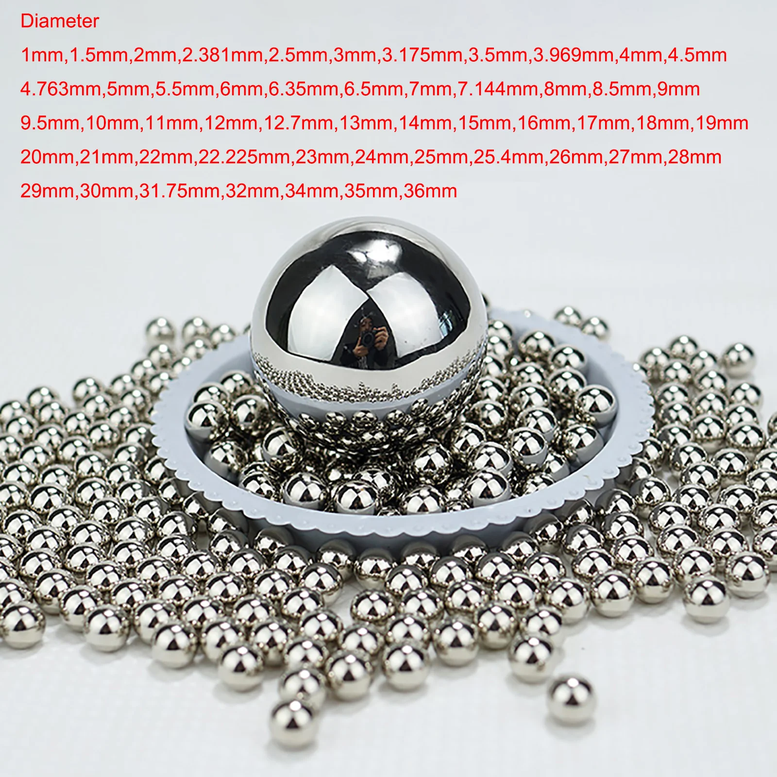 Solid 304 Stainless Steel Ball High Precision Bearing Balls Smooth Ball Diameter 1/1.5/2/2.381/2 ...