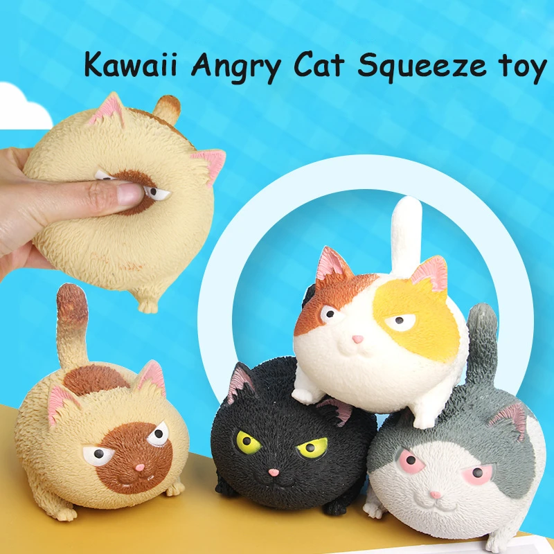 Kawaii Angry Cat Squeeze Toy Kitty Decompression Toys Mini Animals ...