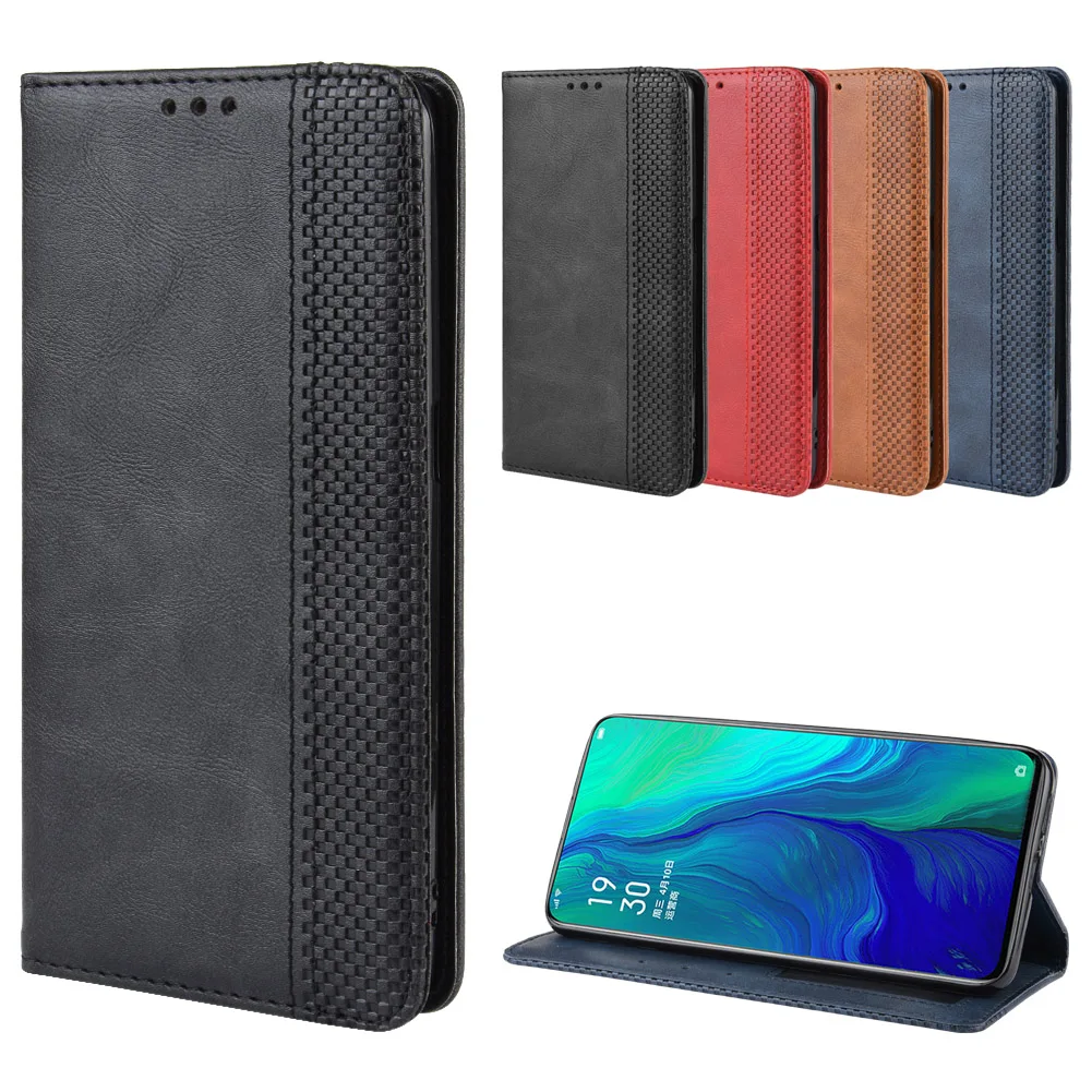 Luxo retro magro capa de couro flip para oppo reno 5g cph1921 caso 6.6 ...