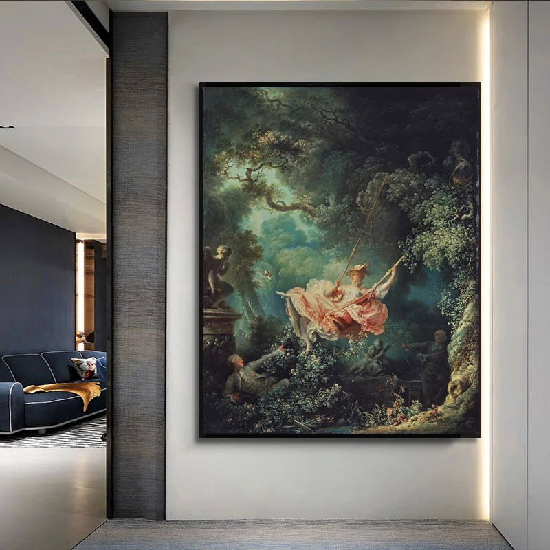 Famous-Rococo-Canvas-Painting-The-Swing-by-Fragonard-Poster-And-Print ...