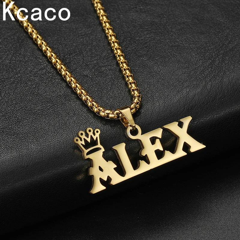New-Personalized-Thick-Chain-With-Crown-Names-Pendant-Hook-Necklaces ...