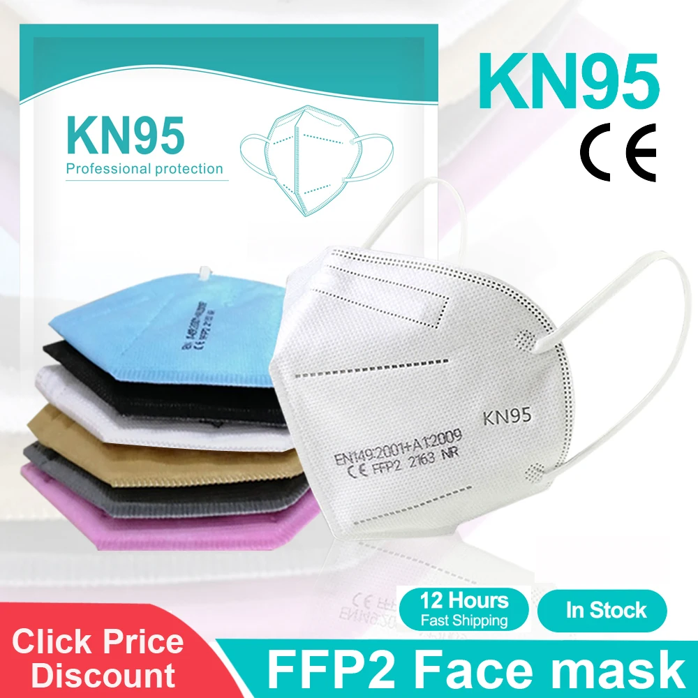 Mascarillas faciales FFP2 KN95 de 5 capas, máscaras transpirables, antipolvo y antiniebla, con ...