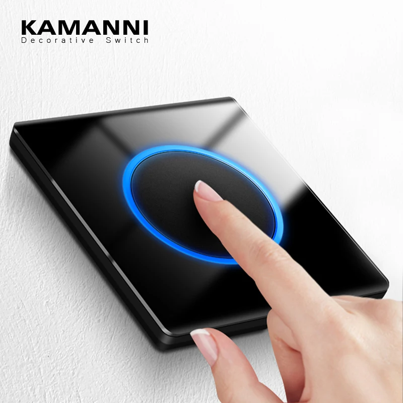 Kamanni Luxury Light Push Button Switches Glass Panel Wall Power Light ...