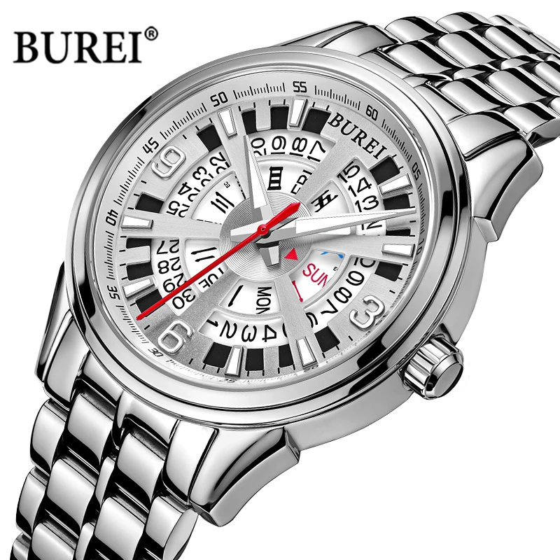 BUREI reloj mecánico de lujo para hombre, cronógrafo de pulsera ...