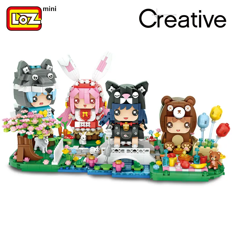 Loz Lizhi Forest Mini Fairy Tale Animal Series Bear Kid Wolf Juvenile Rabbit Red Riding Hood Cat ...