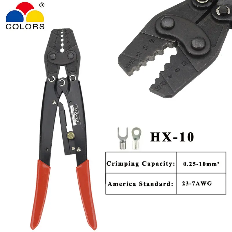 HX-10 crimping tool plier for non-insulated terminal (hexagonal type ...