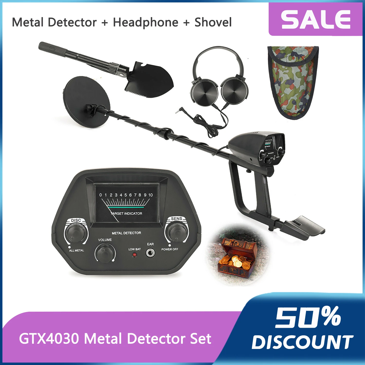 GTX4030 Metal Detector Set Portable Waterproof Search Coil Underground ...