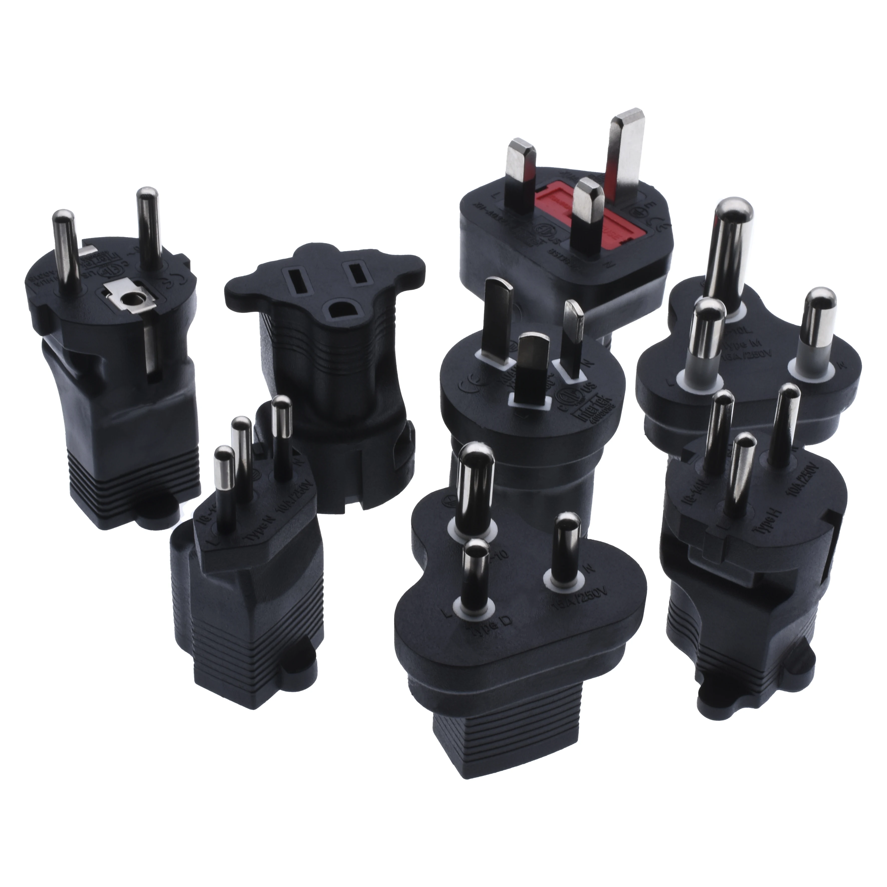 America Nema 5-15r Sockets To Eu/uk/au/italy/brazil/ India 3 Pin Plug ...