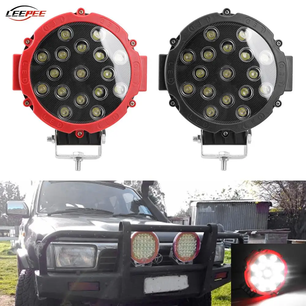 12V 24V 51W Bright LED Light Off Road 4x4 Spotlight Headlight Work Spot ...
