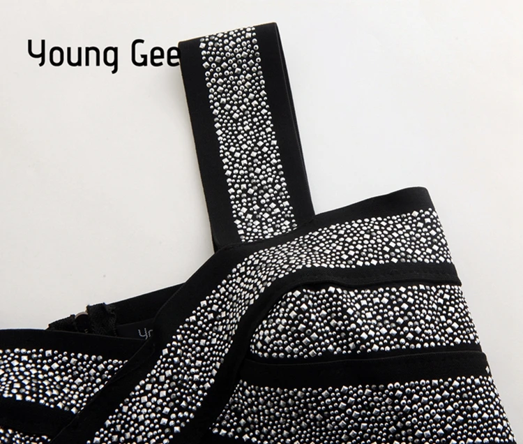 Young Gee панк стиль короткий блеск блесток Бюстье для женщин сексуальный бюстгалтер без ...