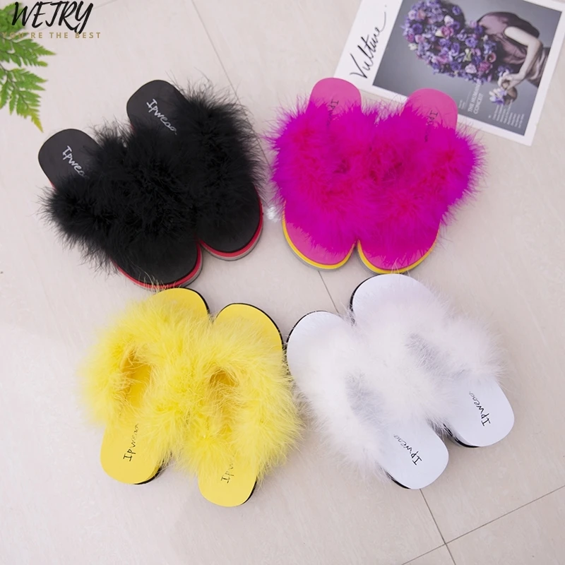 2020-Ture-FUR-Slippers-Fur-Furry-Slide-Flip-Flops-Women-Home-Slippers ...