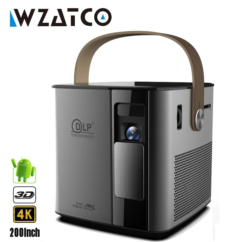 WZATCO T12 Full HD 1080P 4K 3D Projector Smart Android WIFI USB DLP ...