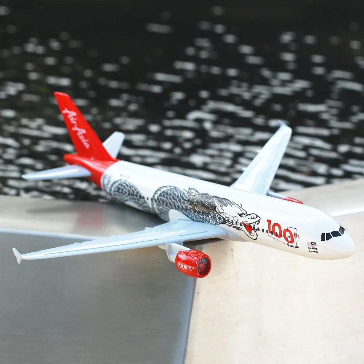 Air Asia 100th Anniversary Dragon A320 Aircraft Model 6" Metal Airplane ...