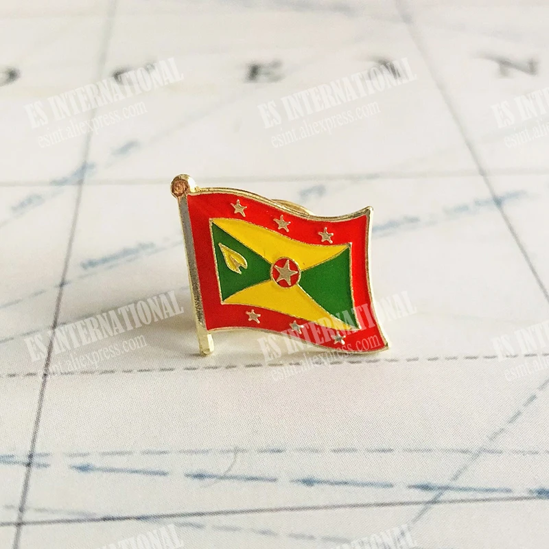 Grenada-National-Flag-Crystal-Epoxy-Metal-Enamel-Badge-Brooch ...