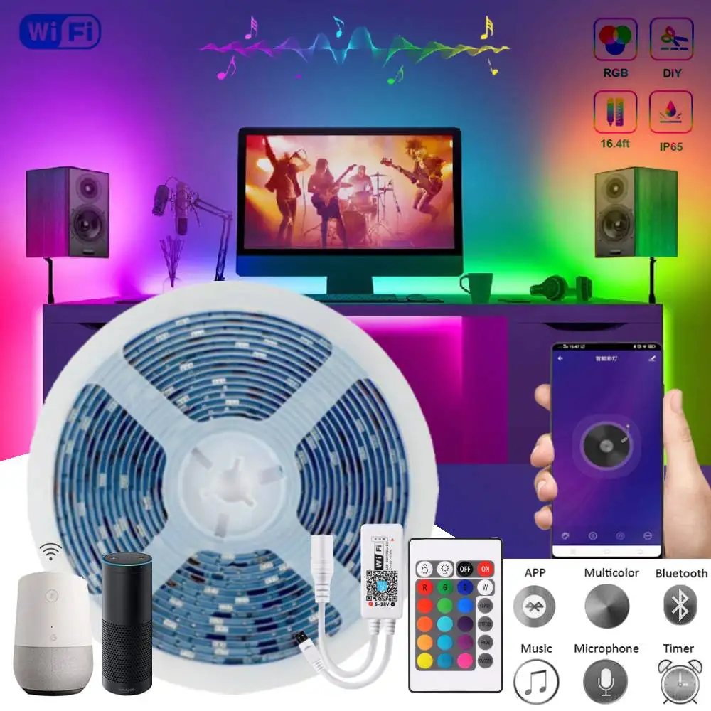 WiFi LED Strip Light Flexible RGB SMD5050 Controller 12V Smart Life ...
