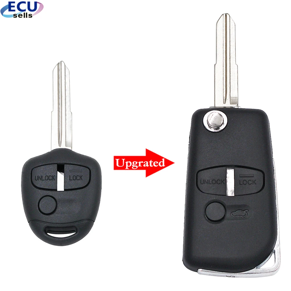 3 Buttons Modified Flip Folding Remote Key Shell Case For Mitsubishi ...